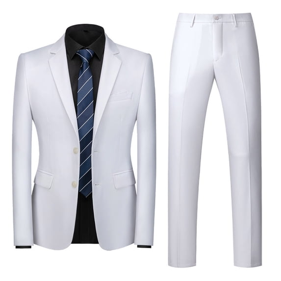 LMOIPLI Men's Solid Notch Lapel Two Button Two Piece Suit Business ...