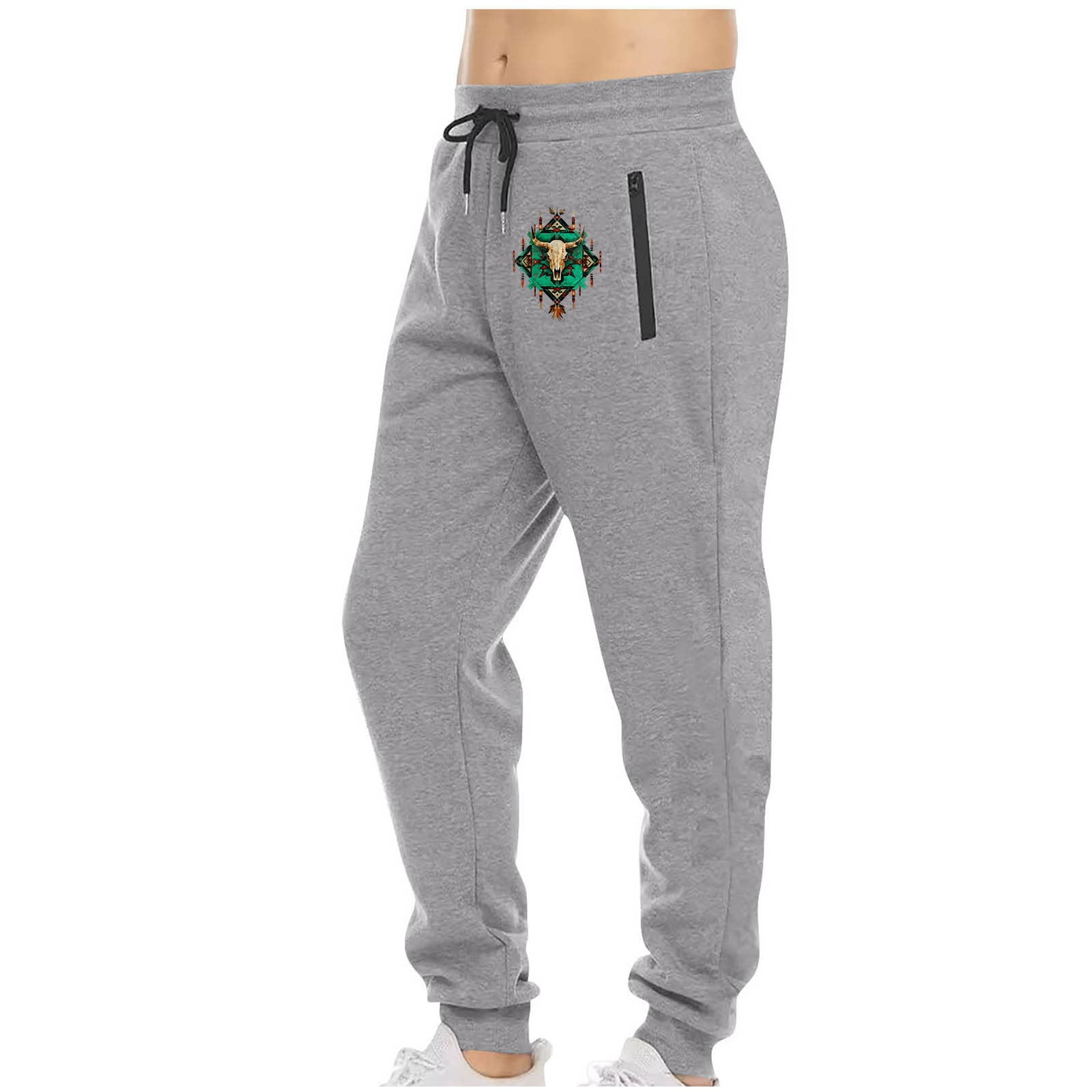 LMOIPLI Men's Tapered Running Pants Drawstring Side Pockets Breathable ...