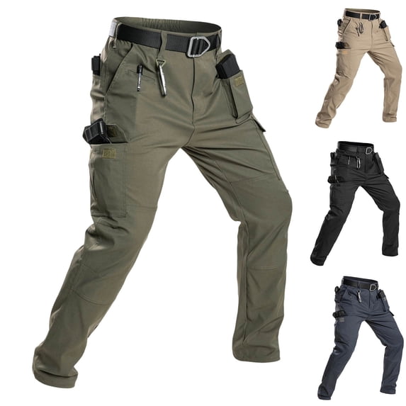 LMOIPLI Mens Cargo Pants Durable Ripstop Fabric Multi Pocket Outdoor ...
