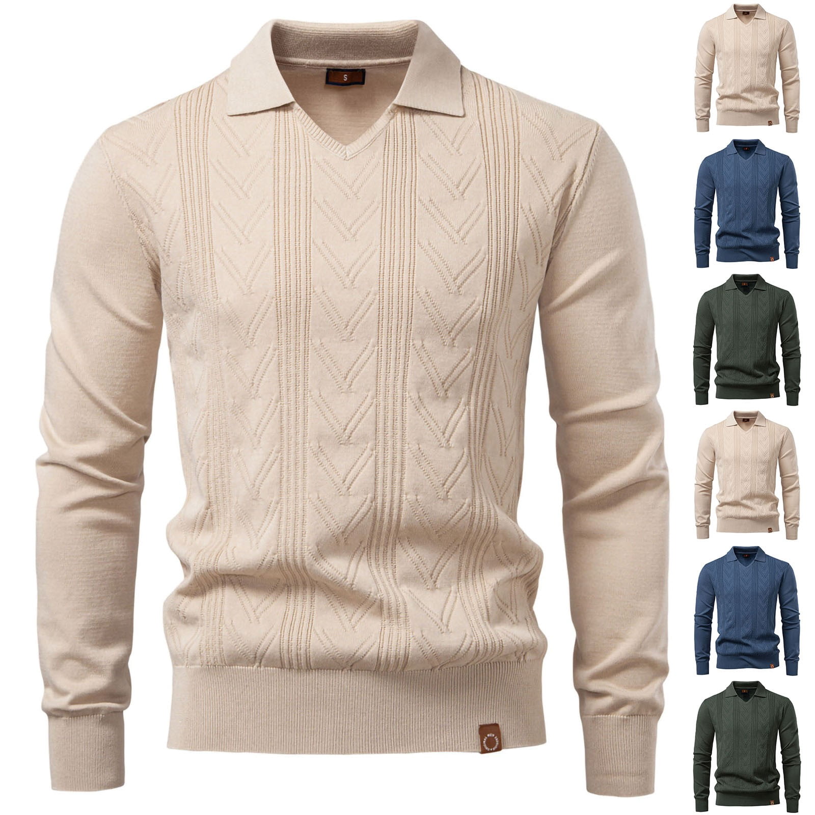 LMOIPLI Mens Knit V-Neck Sweater Long Sleeve Lightweight Casual Slim ...
