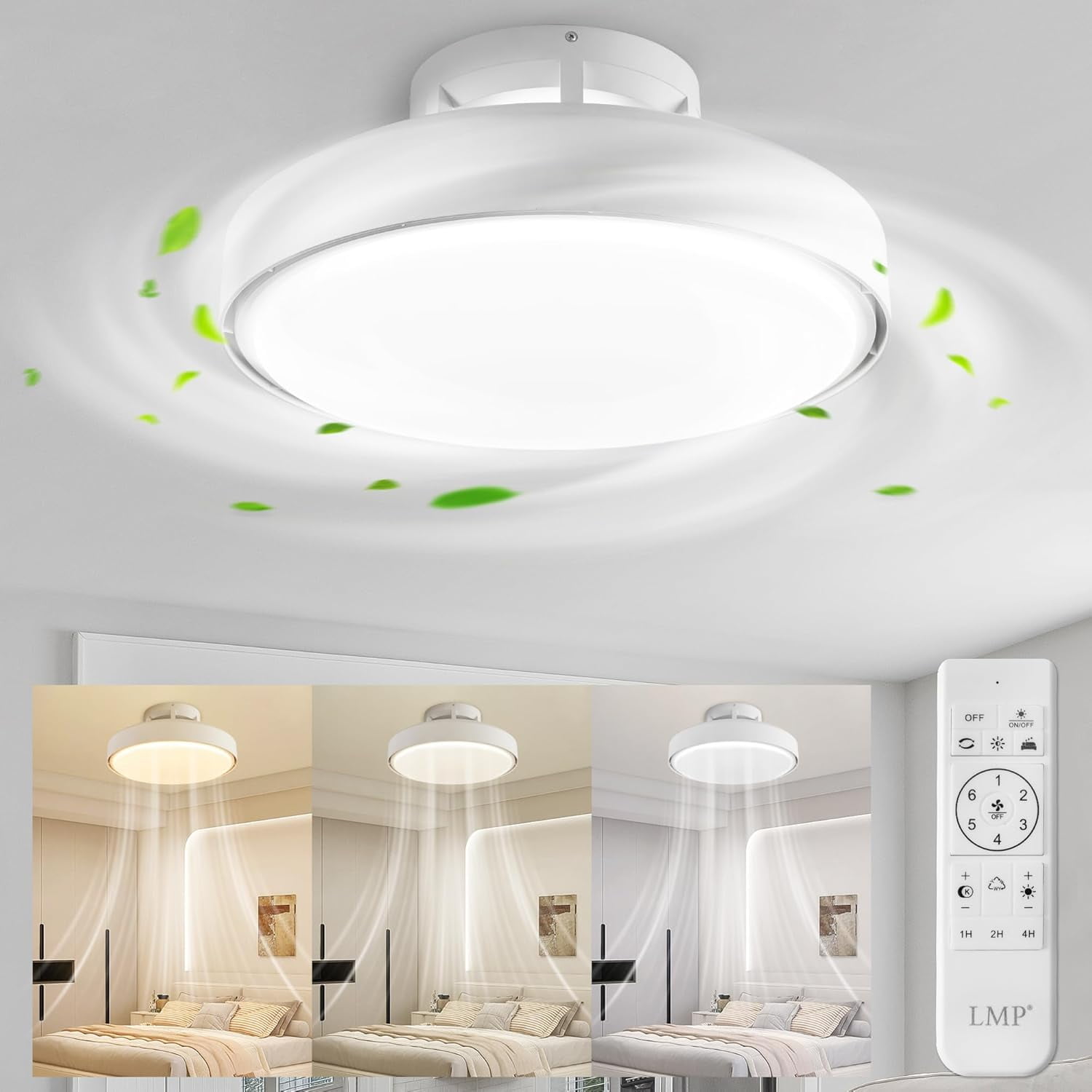 LMP Ceiling Fans with Lights and Remote, 19’’ Low Profile Ceiling Fan ...