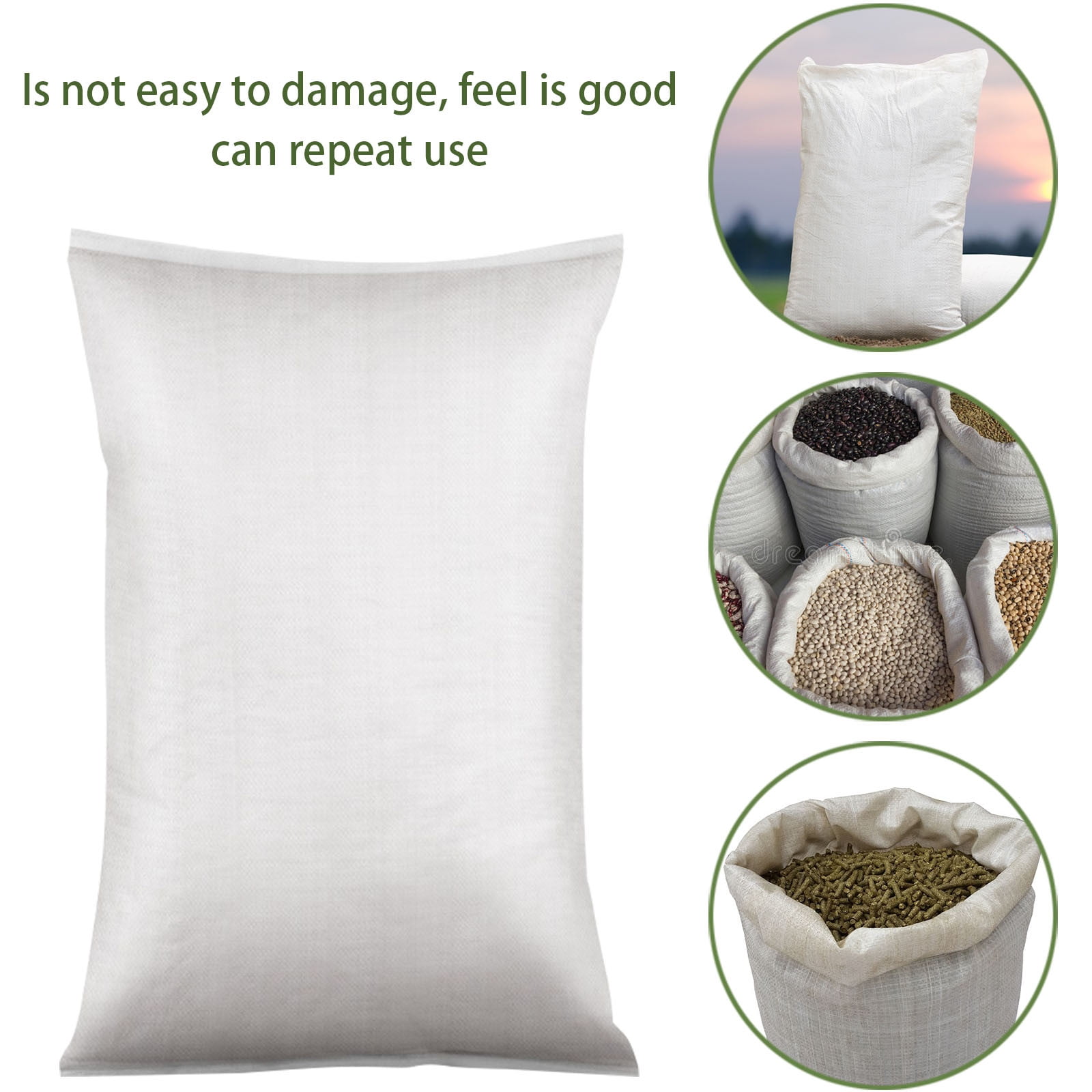 LMTODLFG 10 Pack Empty Sand Bags, White Woven Polypropylene Sandbags ...