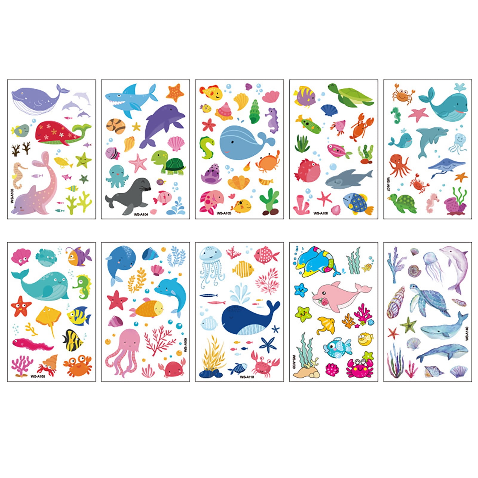 LMTODLFG 10 Sheets Ocean Stickers for Kids, Under The Sea Animal ...