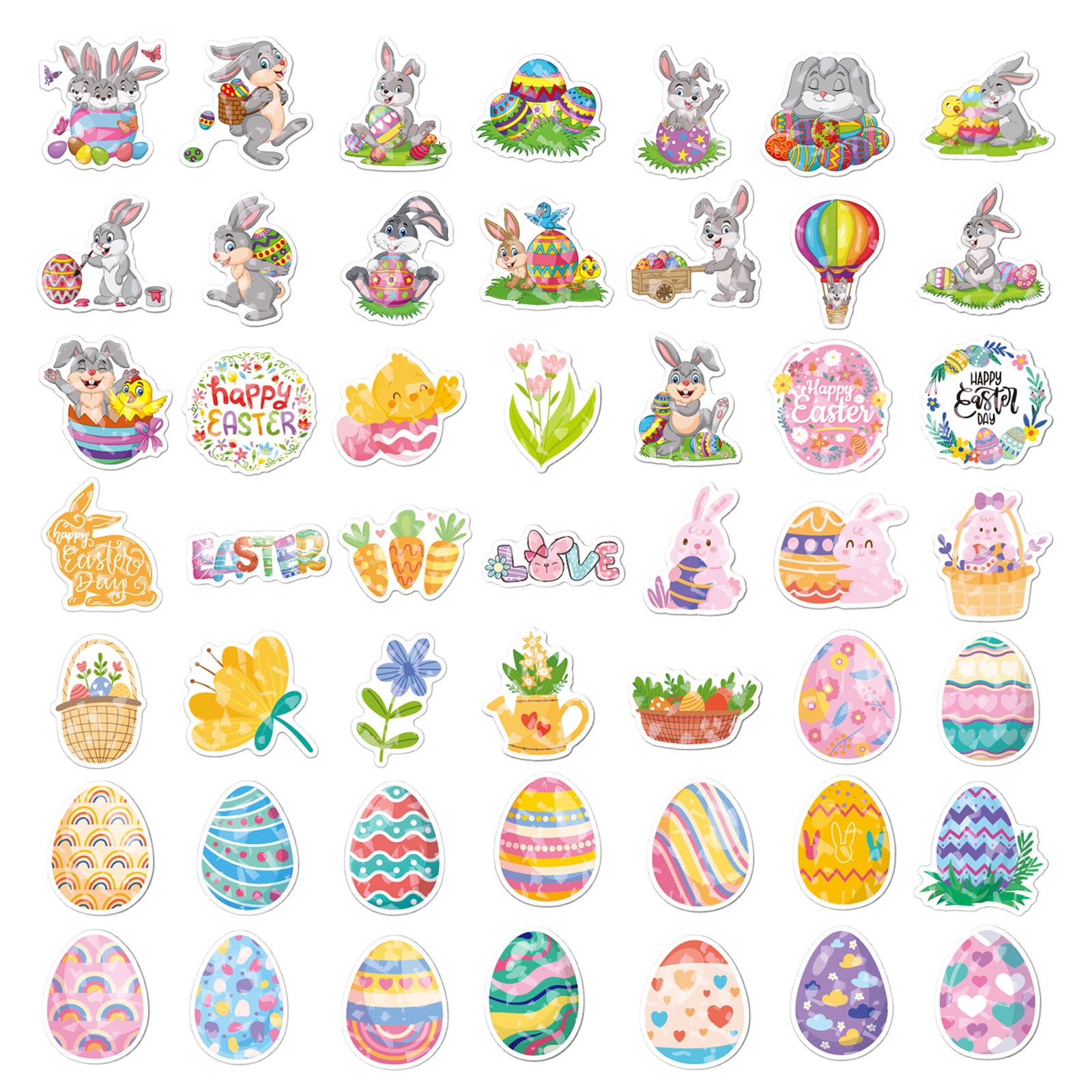 LMTODLFG 2024 New Holographic Easter Stickers for Kids & Adults, (50 ...