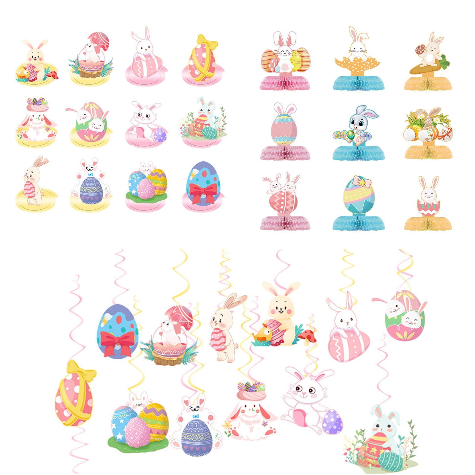 LMTODLFG 33 PCS Easter Egg Hanging Swirl Decorations Happy Easter Party ...