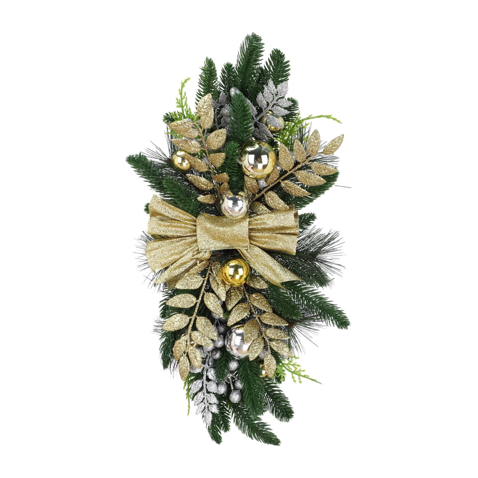 LMTODLFG Artificial Christmas Swag Cordless Prelit Teardrop Swags ...