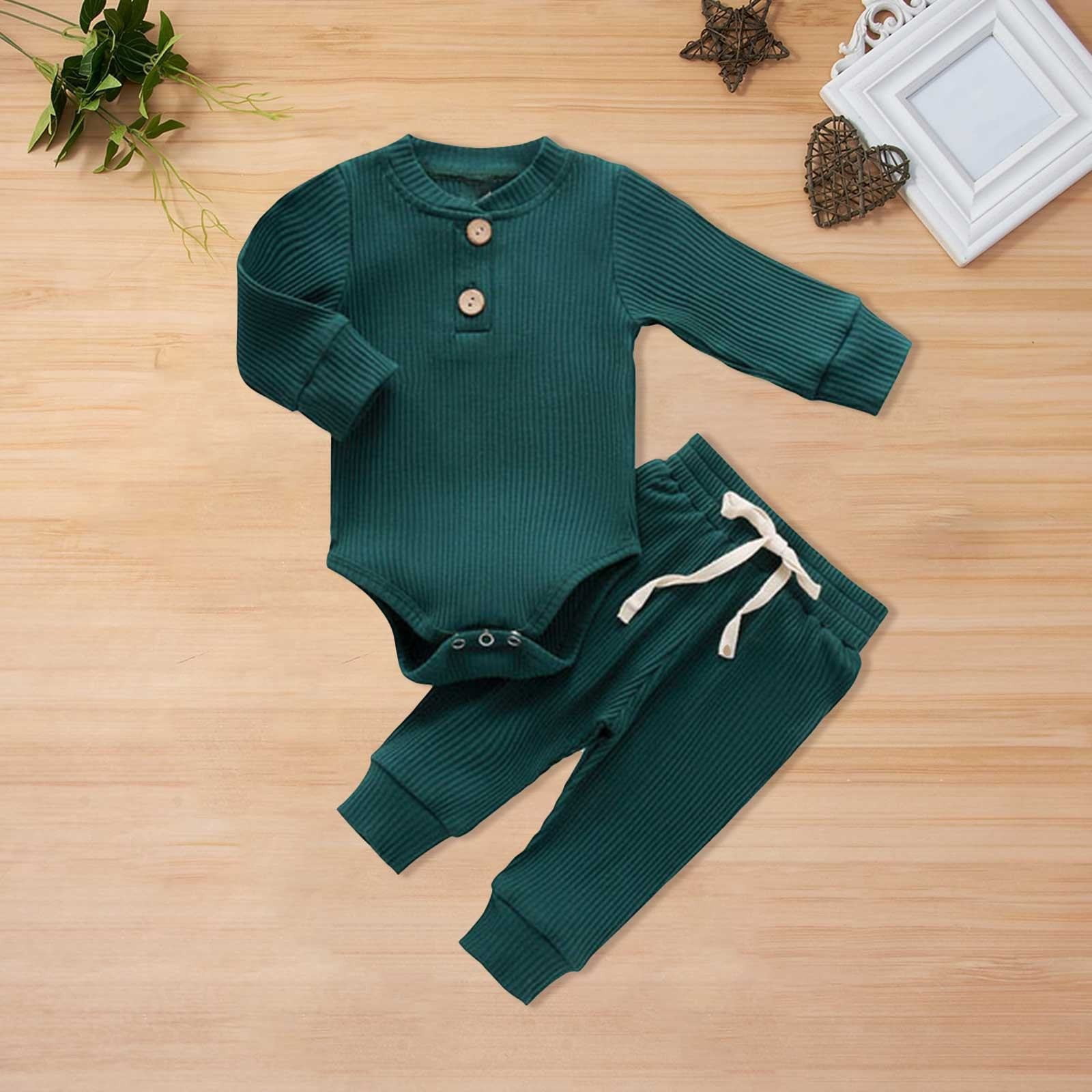 LMTODLFG Baby Boy Clothes Toddler Girl Long Sleeve Solid Color Stripe ...