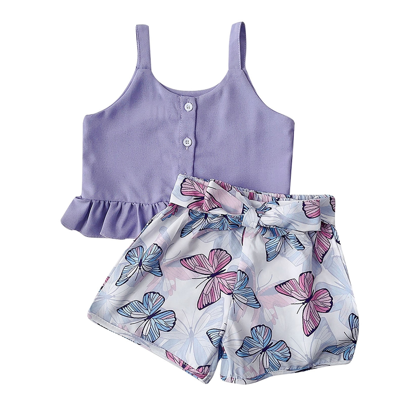LMTODLFG Baby Boy Clothes Toddler Girls Ruffle Pure Purple Small Sling ...