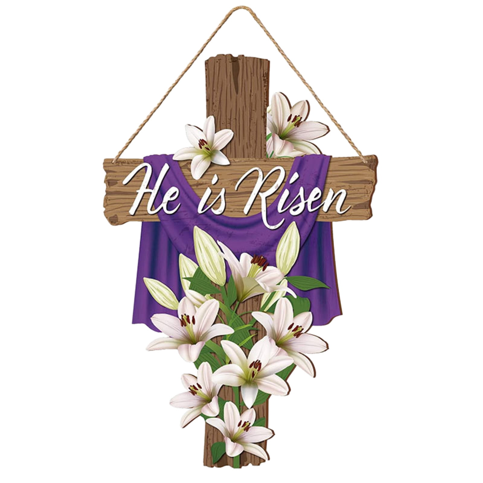 LMTODLFG Easter He is Risen Cross Decor Door Sign Hanger Wooden Sign ...