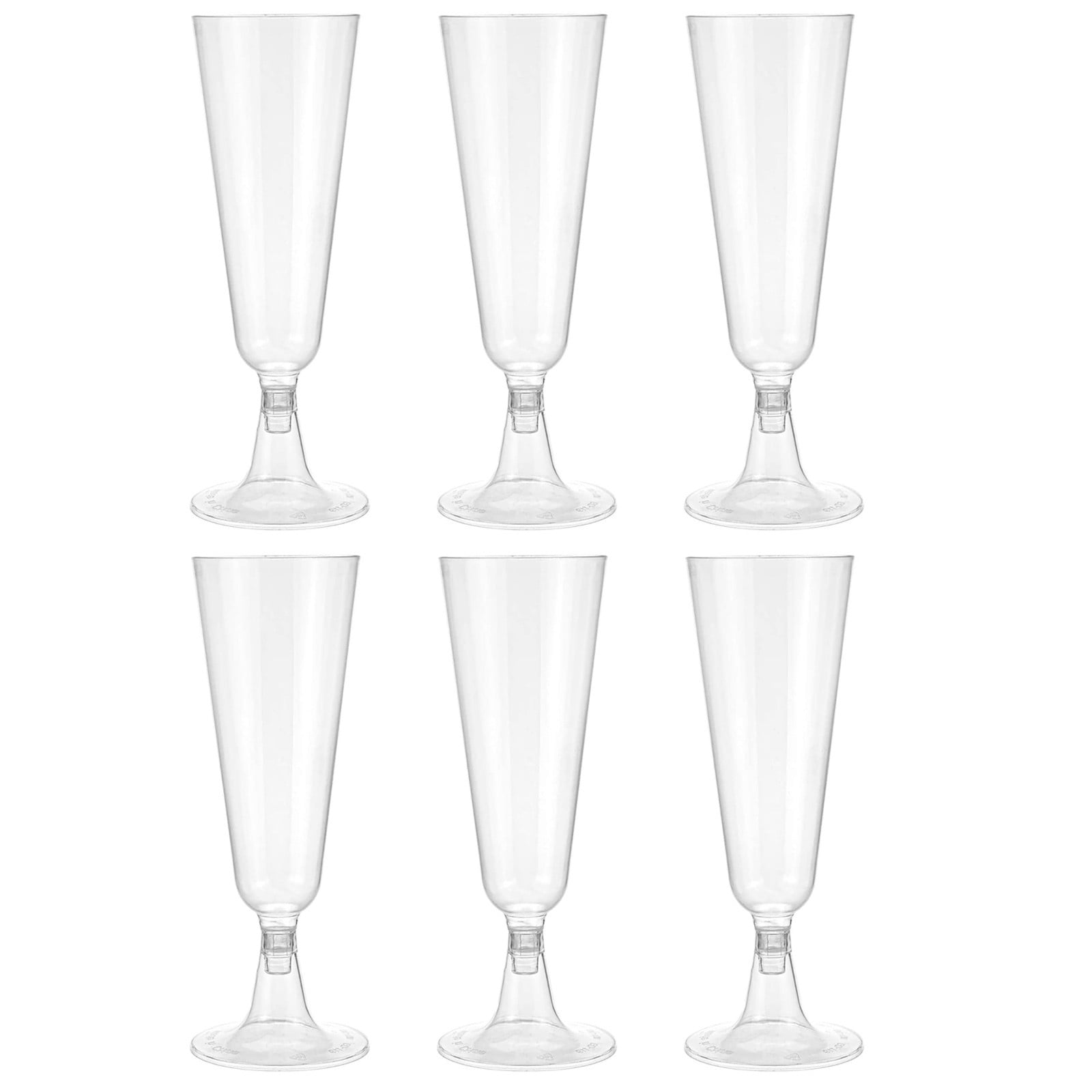 LMTODLFG Gold Glitter Plastic Champagne Flutes 6-Pack 4.7 Inch ...