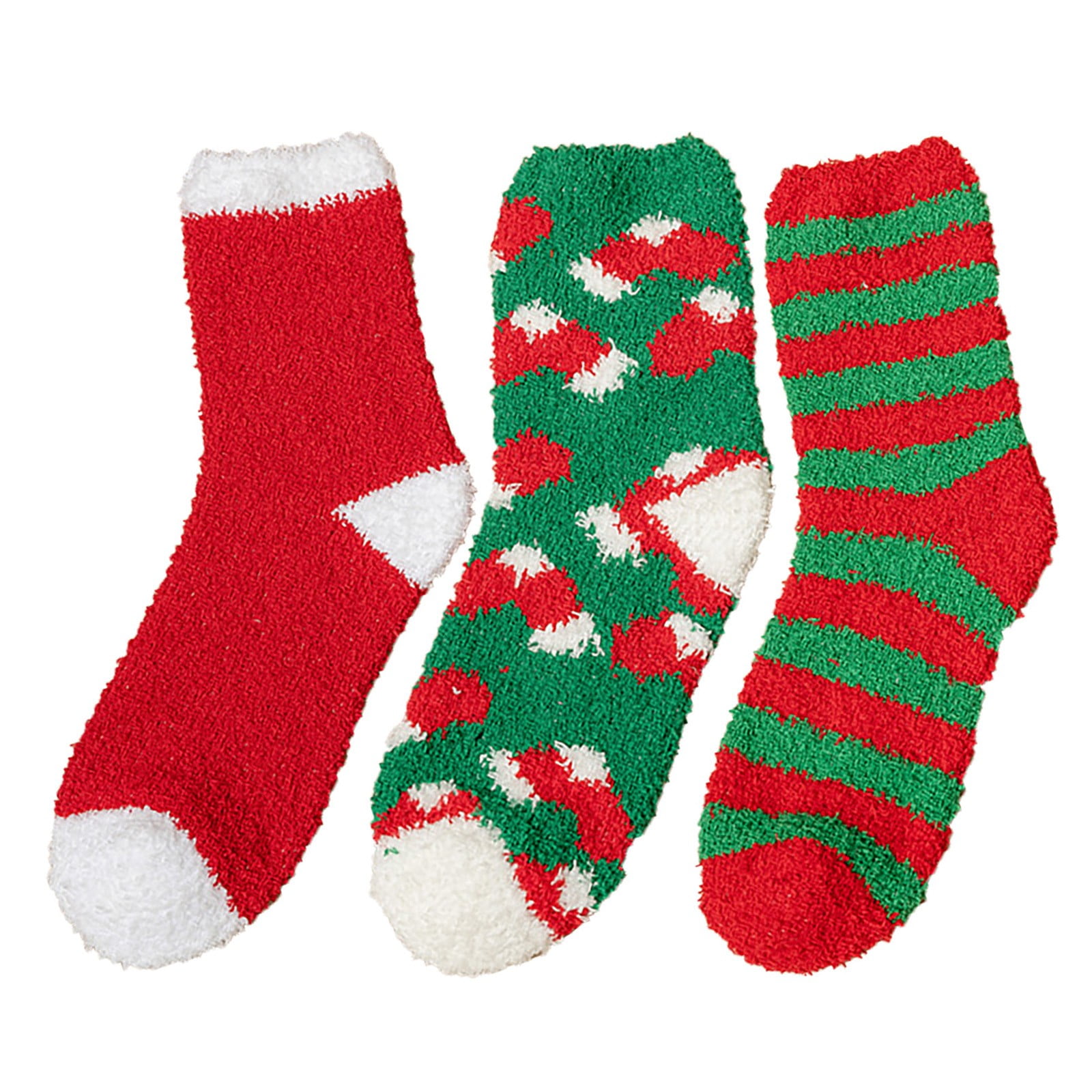 LMTODLFG Gym Socks Women 3 Pairs Christmas Fuzzy Socks for Women Home ...