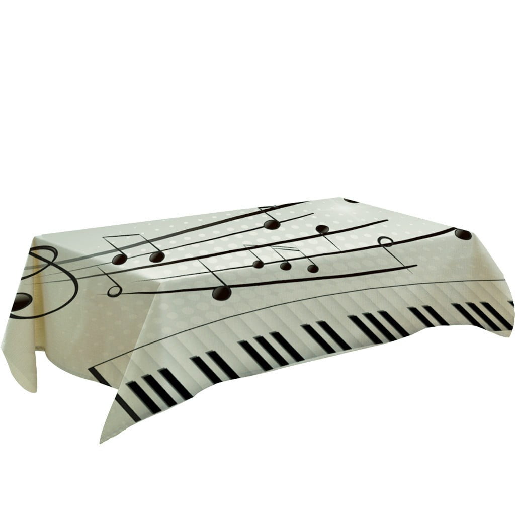 LMTODLFG Notes Linen BlendTablecloth Music Notes Party Decorations ...