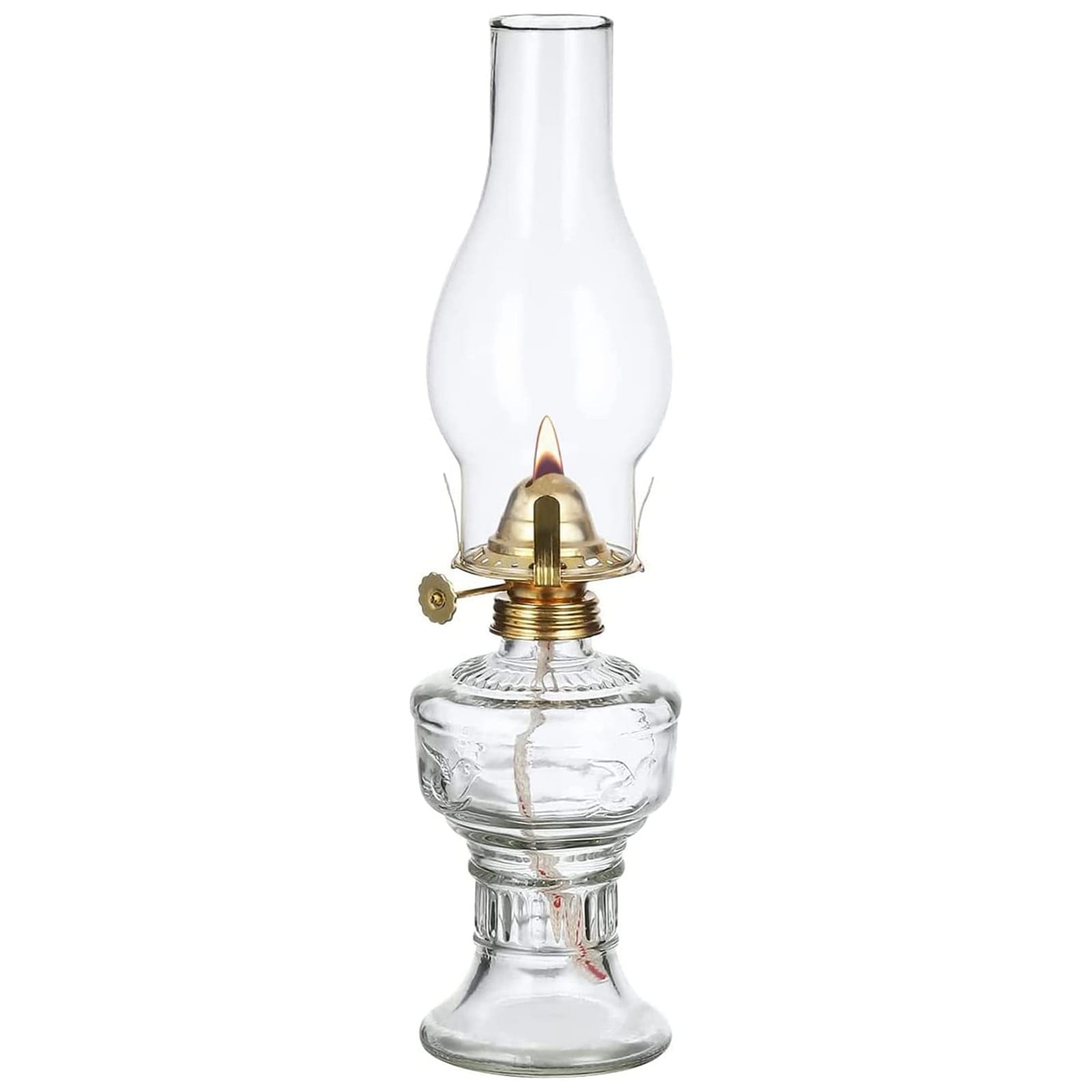 LMTODLFG Rustic Oil Lamp Large Vintage Glass Kerosene Lamp Chamber Oil ...