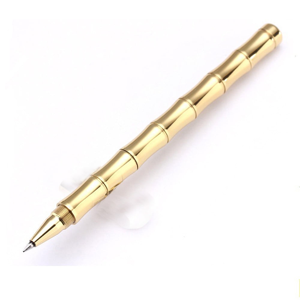 LMTODLFG Solid Brass Bamboo Pens Replaceable Refills Retro Gold Brass ...