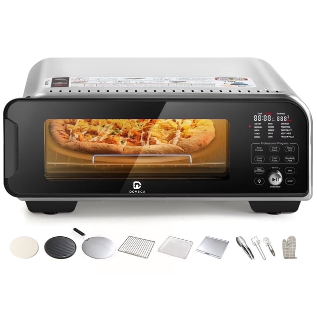 LMVVC Professional Electric Indoor Pizza Oven, Silver, 1800 W, Digital ...