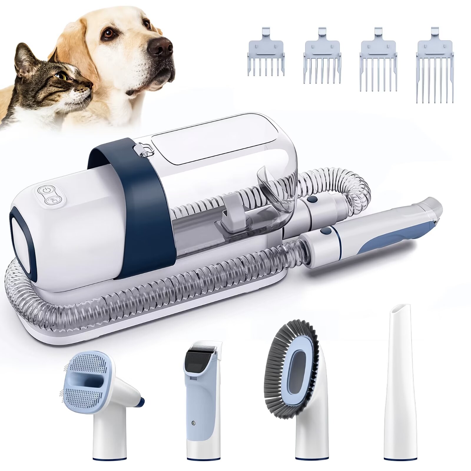 WHALL® Pet Grooming Vacuum, Fur Brush Cleaner & Shedding Remover, 3 ...