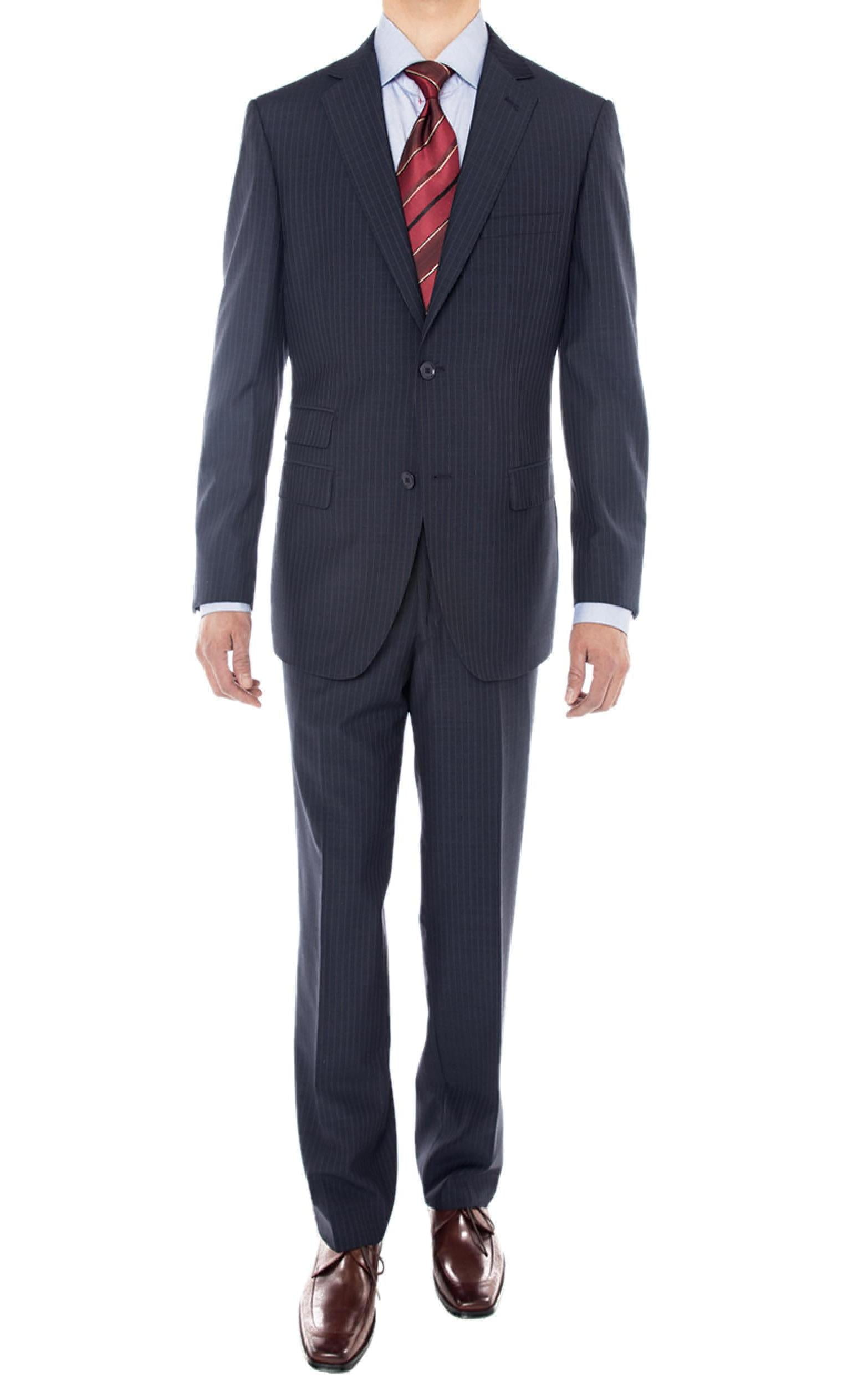 Mens Ticket Pocket Navy Blue Polyester Suit Luciano Natazzi - Walmart.com