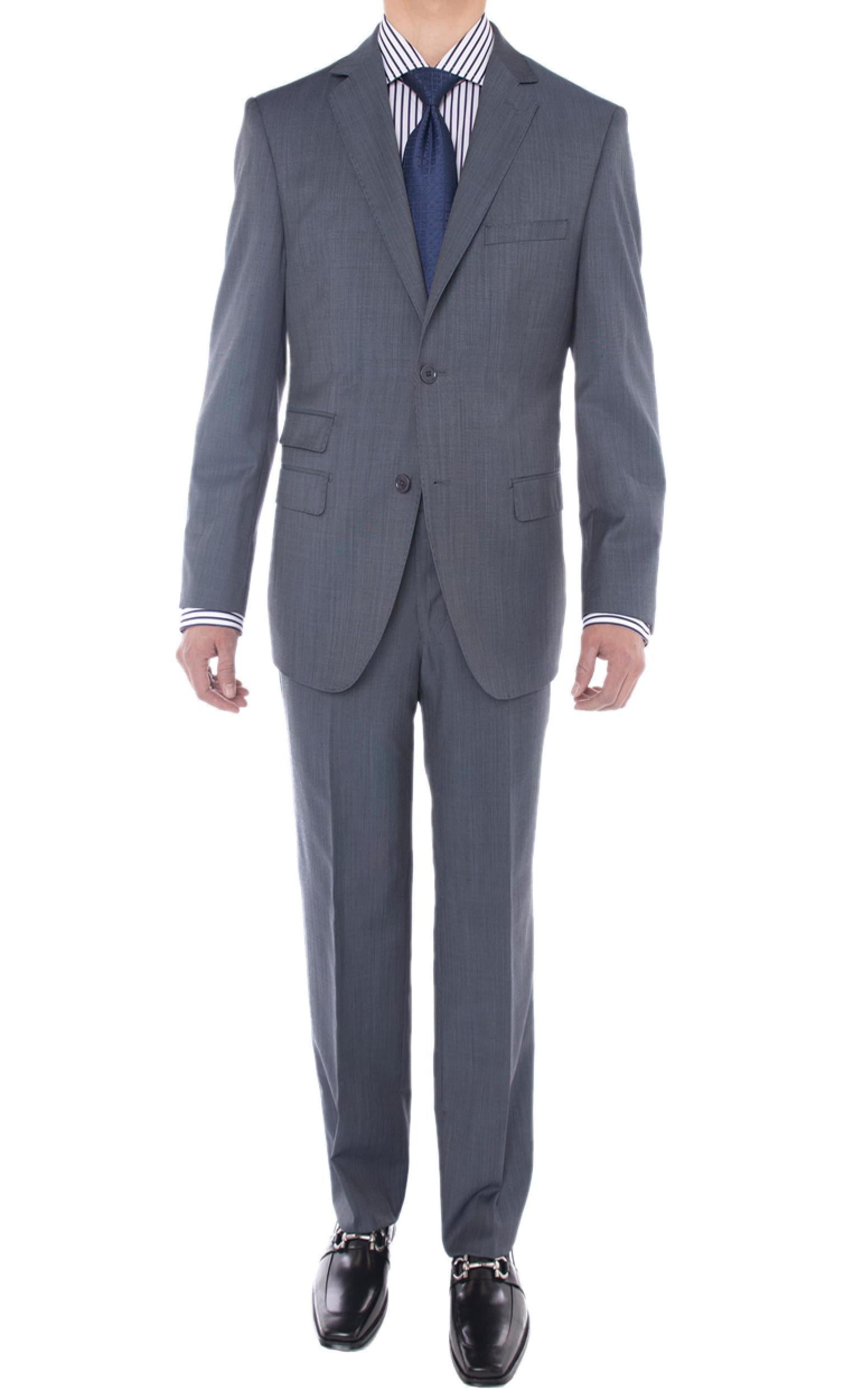 LN LUCIANO NATAZZI Men's Bird's Eye 160'S Wool Suit Two Button Side ...