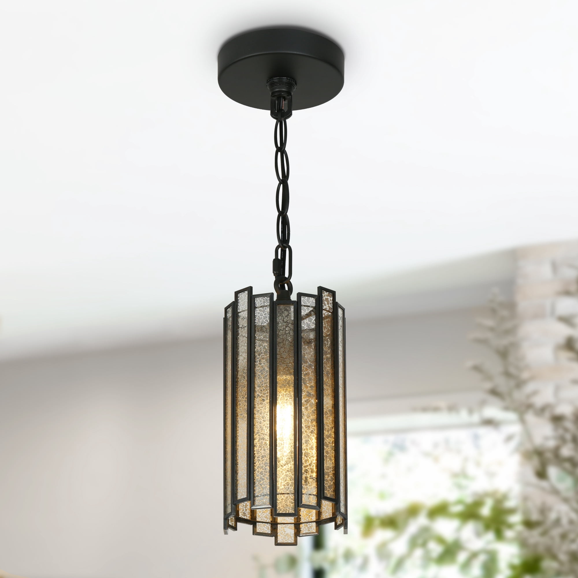 LNC 1-Light Black Pendant Light, Colored Glass-Cylinder - Walmart.com