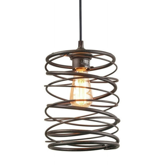 LNC 1-Light Bronze and Antique Rust Cylinder LED Mini Pendant for ...