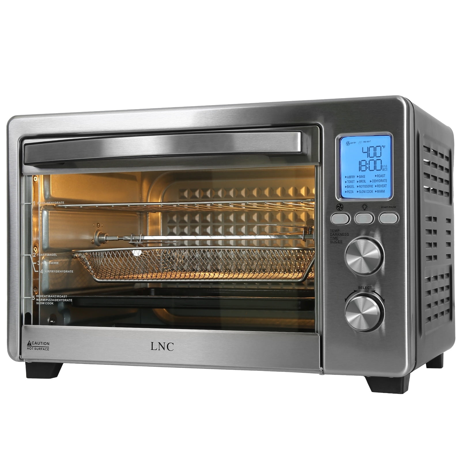 LNC 12-In-1 Large 34QT Countertop Toaster Oven Convection Rotisserie ...