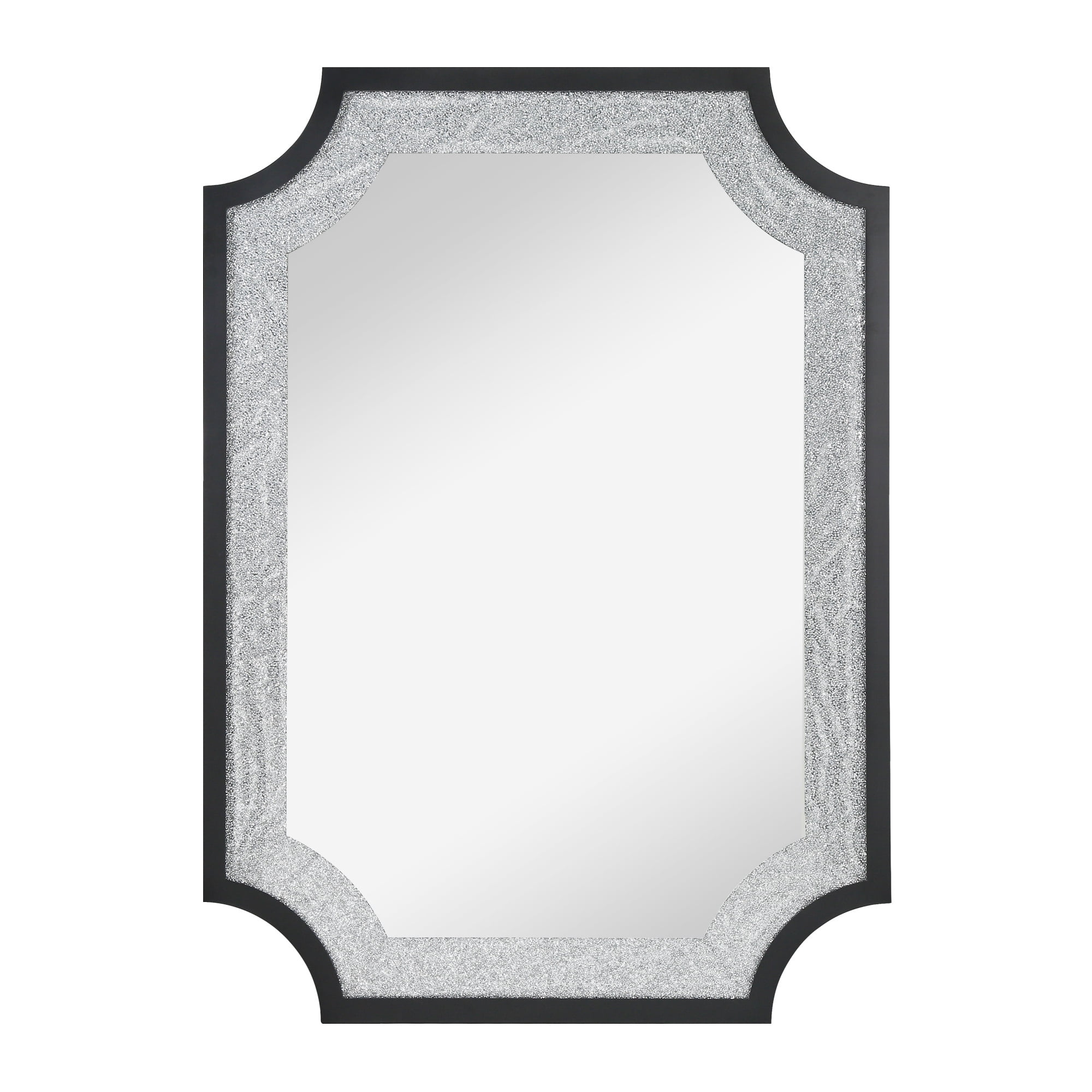 LNC 33.9"x47" Rectangular Black Bathroom Wall Mirror with Rhinestone ...