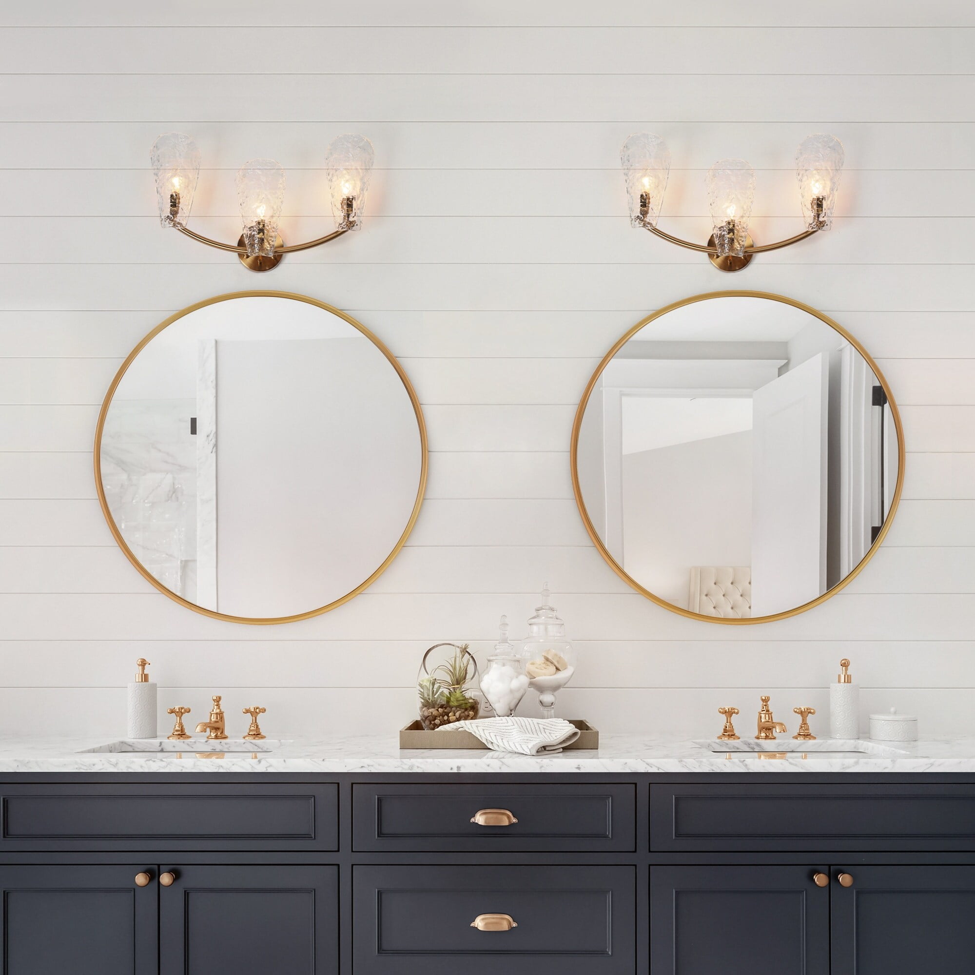 LNC Fenro Modern Gold Bathroom Vanity Lights Glass Art Deco Wall ...