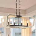 LNC Integrifolia 4-Light Rustic Wood and Iron Linear Chandelier for ...