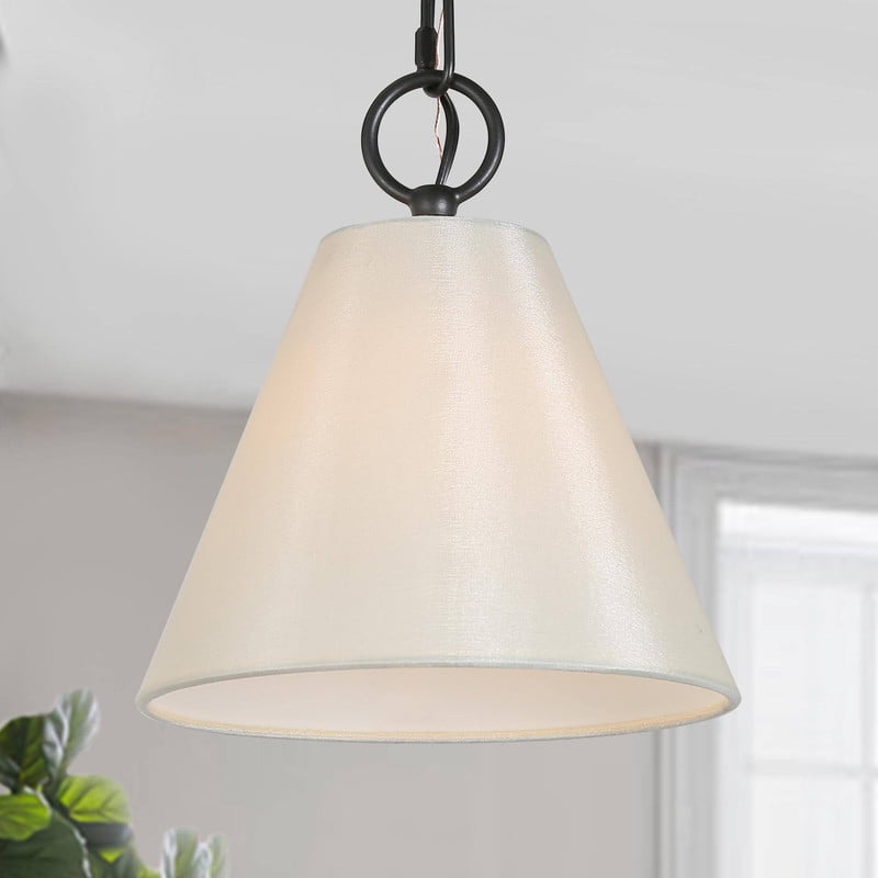 LNC Mitsihollow Black Pendant Light with Fabric Shade, Adjustable ...