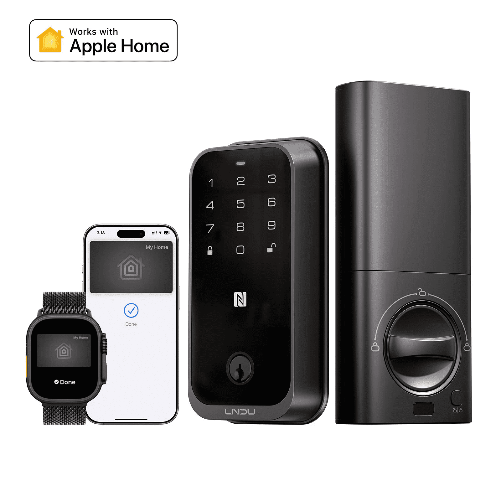 LNDU Keyless Entry Fingerprint Door Lock with Apple Home, Tap to Unlock ...