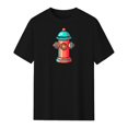 LNFAUEAPRINT New Year's Morning Fire Hydrant Graphic T-Shirt, Black ...