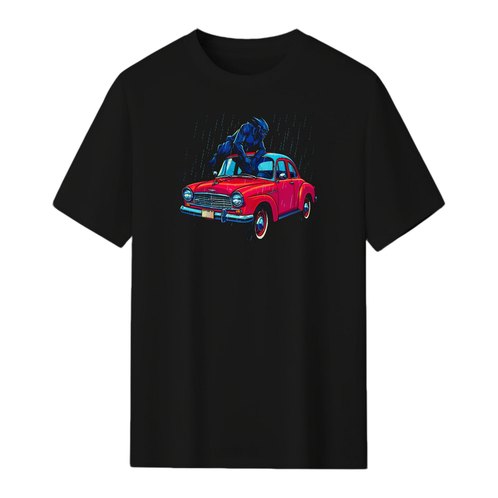 LNFAUEAPRINT Specter Climbing into Vintage Car Graphic Tee, Black ...