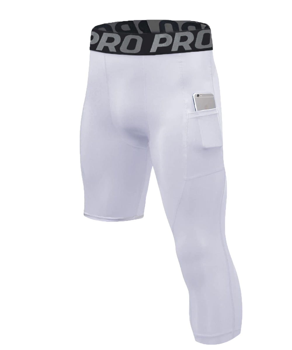 LNFINTDO 1 or 2 Pack One Leg Compression Tights for Basketball Mens 3/4 ...