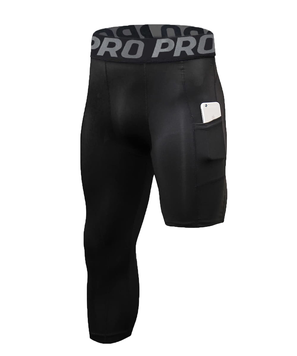 LNFINTDO 1 or 2 Pack One Leg Compression Tights for Basketball Mens 3/4 ...