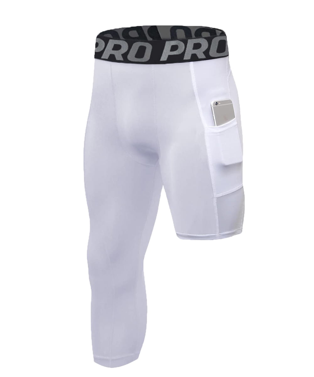 LNFINTDO 1 or 2 Pack One Leg Compression Tights for Basketball Mens 3/4 ...