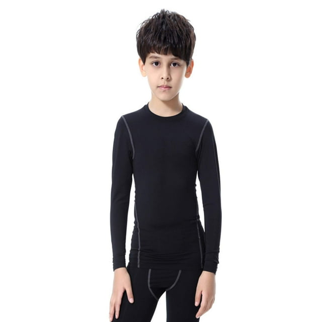 LNFINTDO 1 or 2 Pack Youth Boys Compression Shirt Athletic Long Sleeve ...
