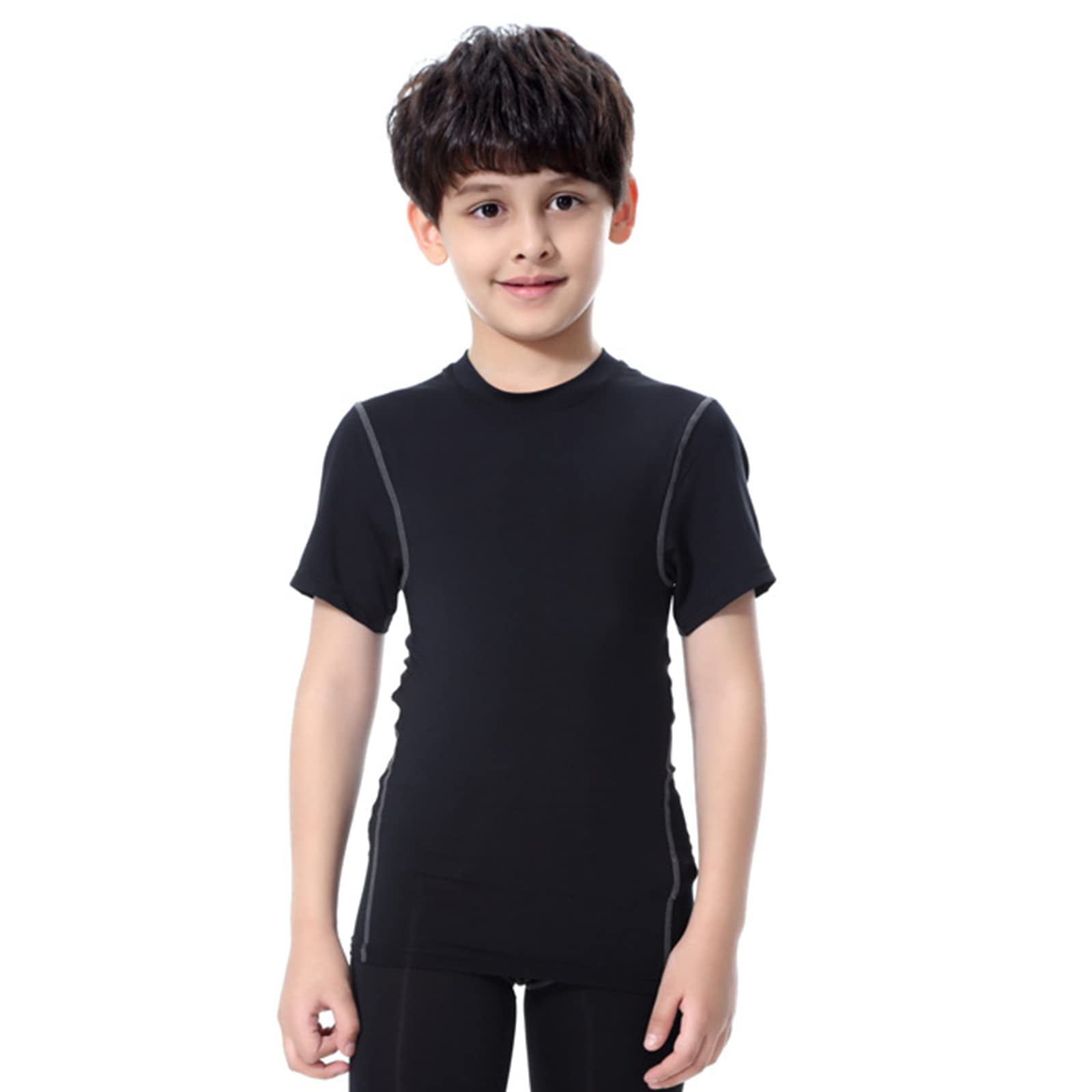 LNFINTDO 1 or 2 Pack Youth Boys Compression Shirt Athletic Short Sleeve ...