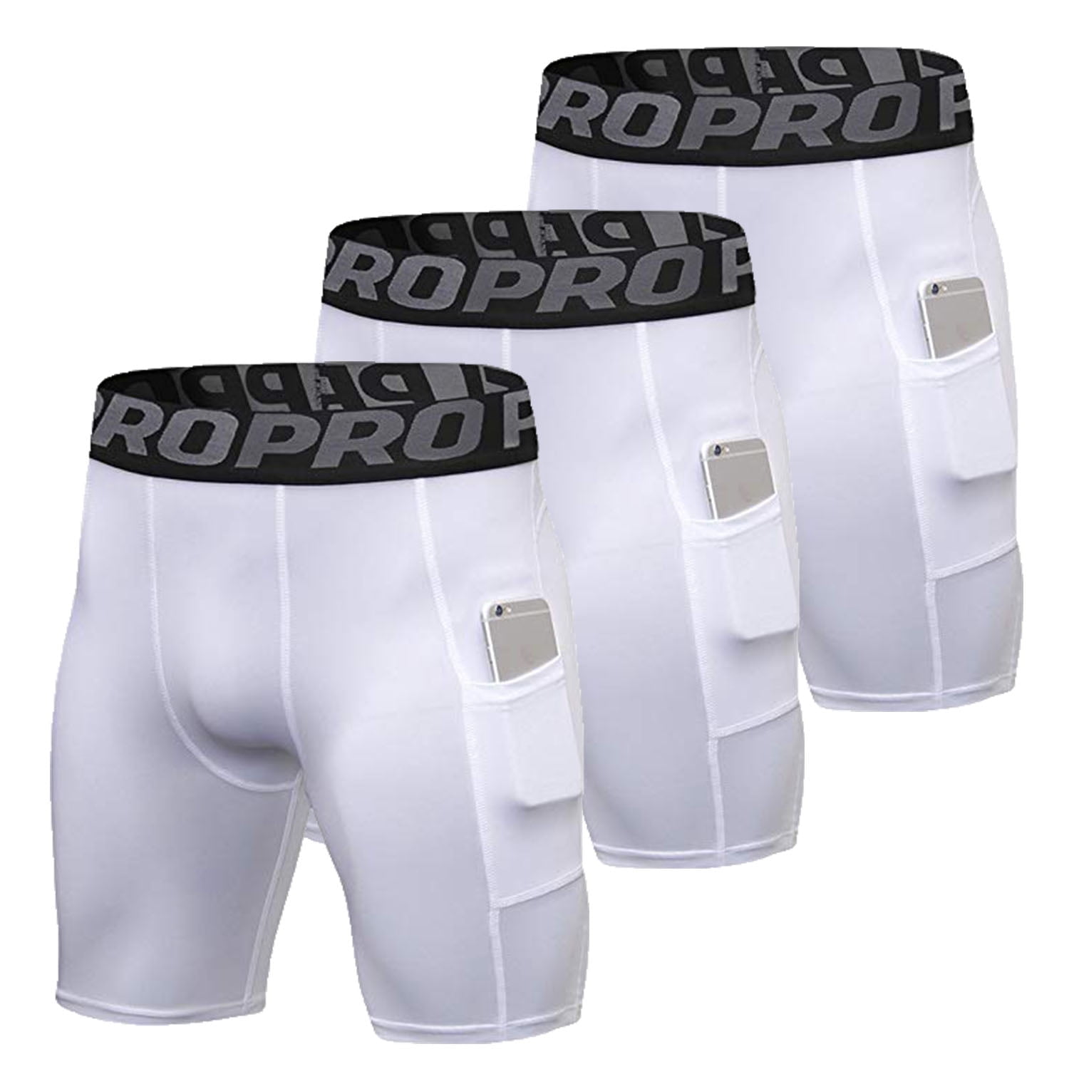 LNFINTDO Compression Shorts Men with Phone Pocket Athletic Spandex ...