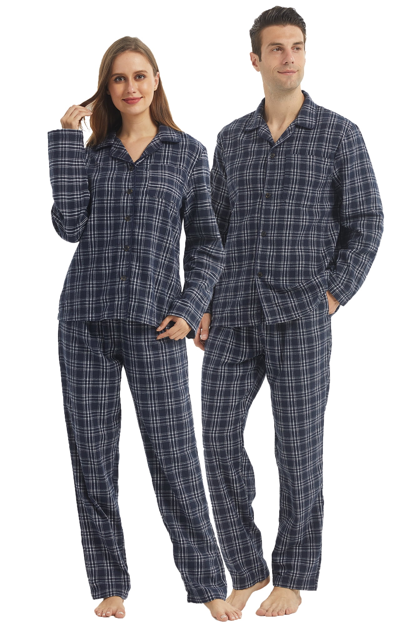 LNFINTDO Matching Couple Pajama Set, Mens and Womens Flannel Pajama ...