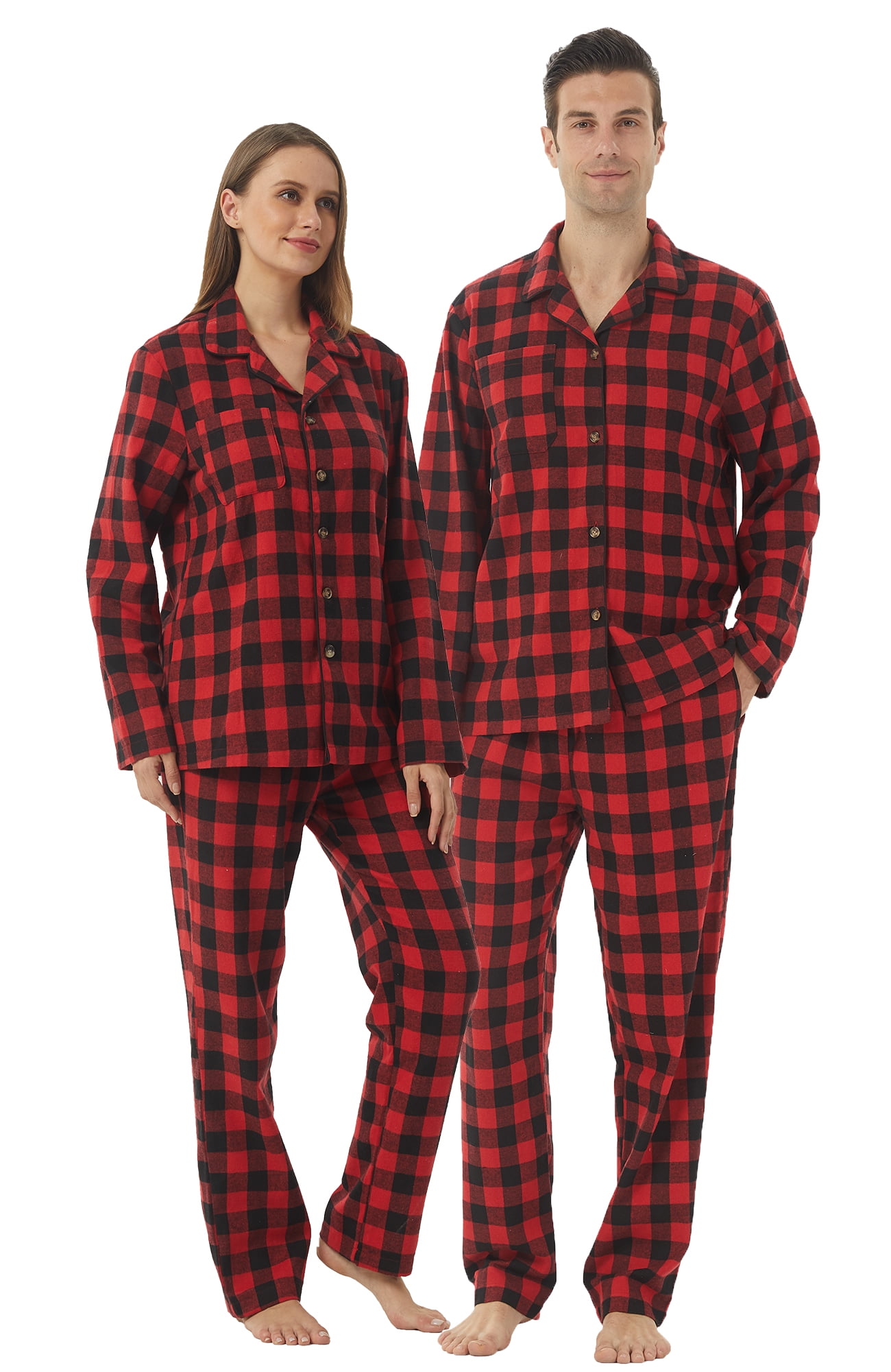 LNFINTDO Matching Couple Pajama Set, Mens and Womens Flannel Pajama ...