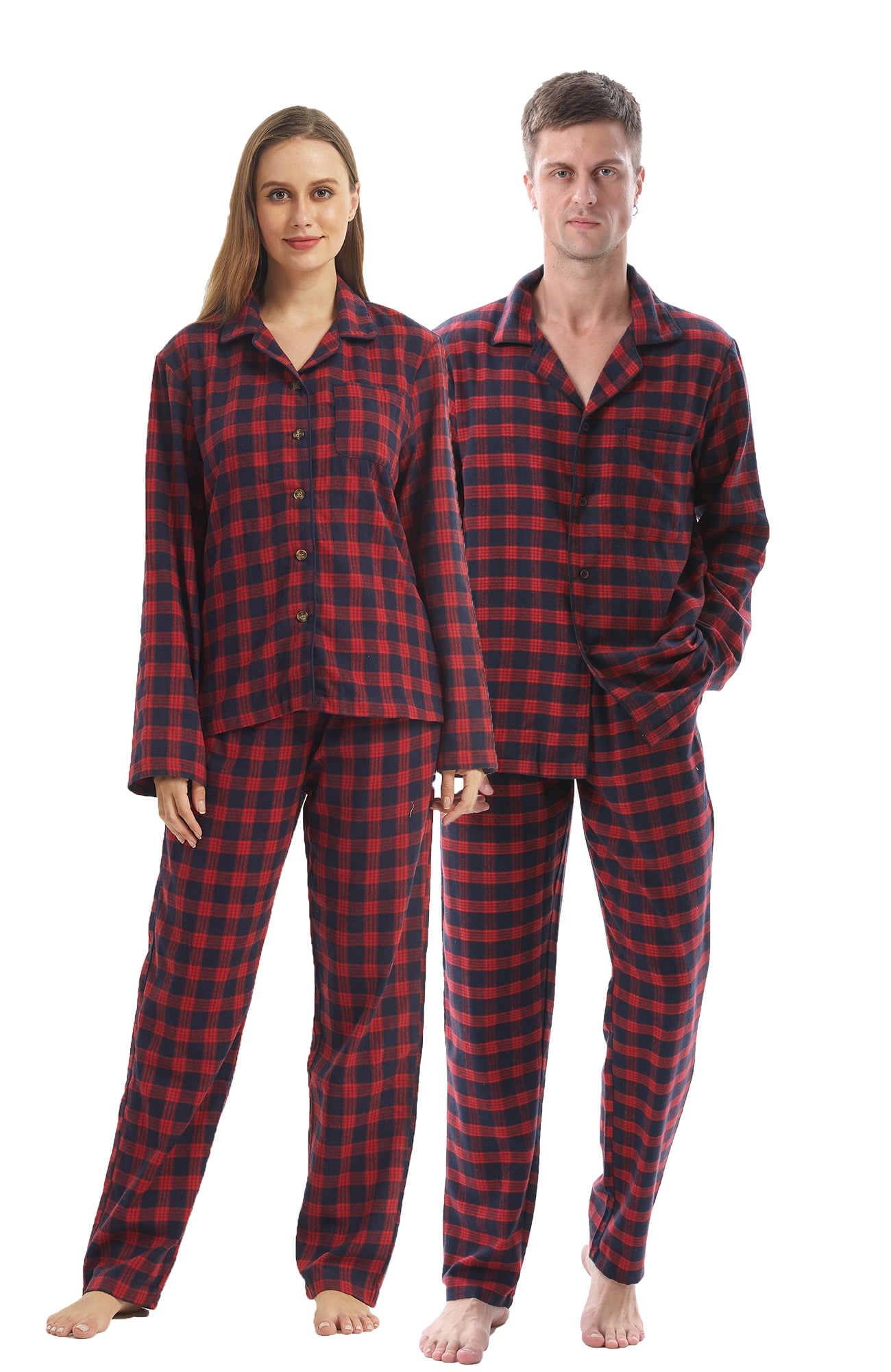 LNFINTDO Matching Couple Pajama Set, Mens and Womens Flannel Pajama ...