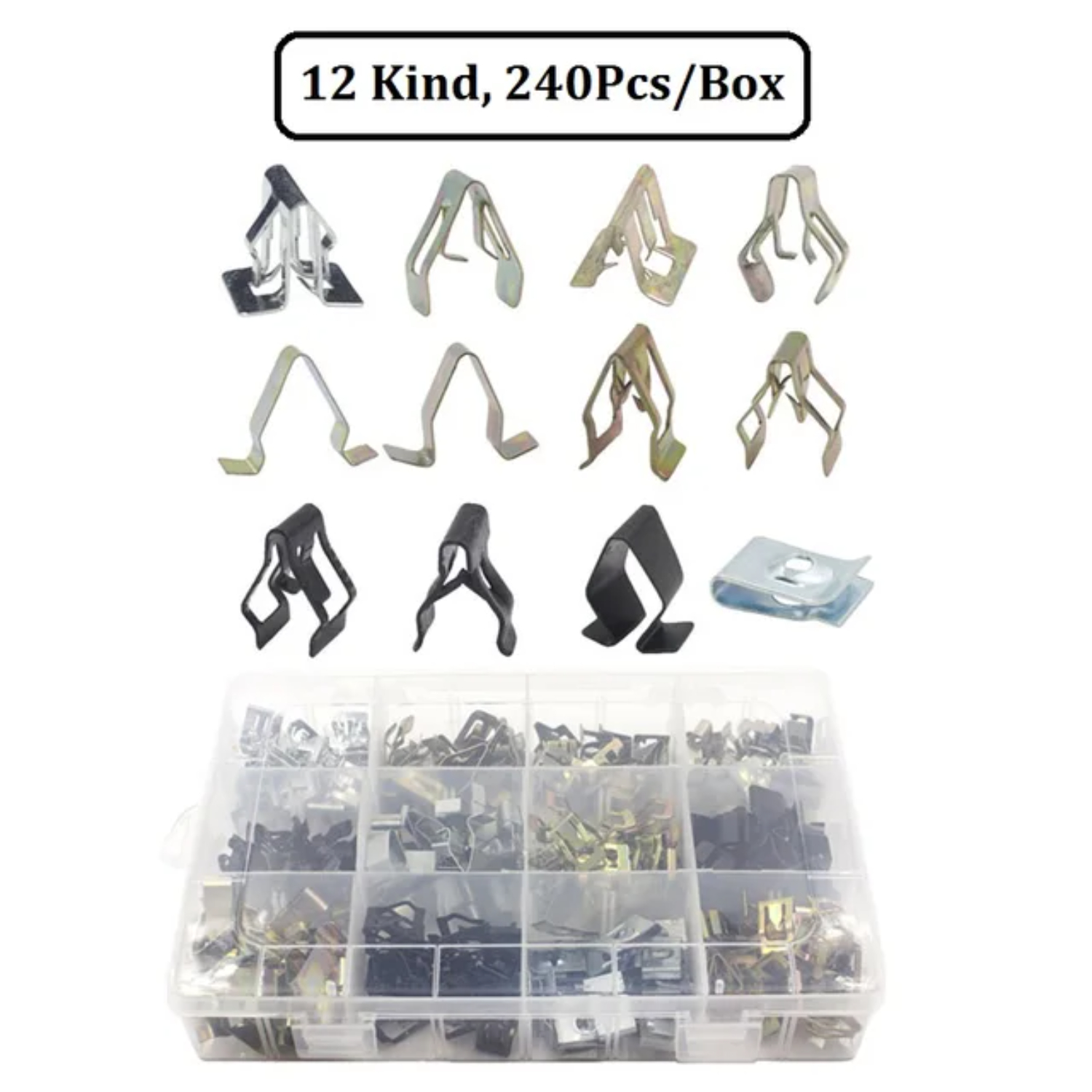 LNGHEJZ 240Pcs/Box 12 Kind Car Front Console Metal Clip Dashboard Auto ...