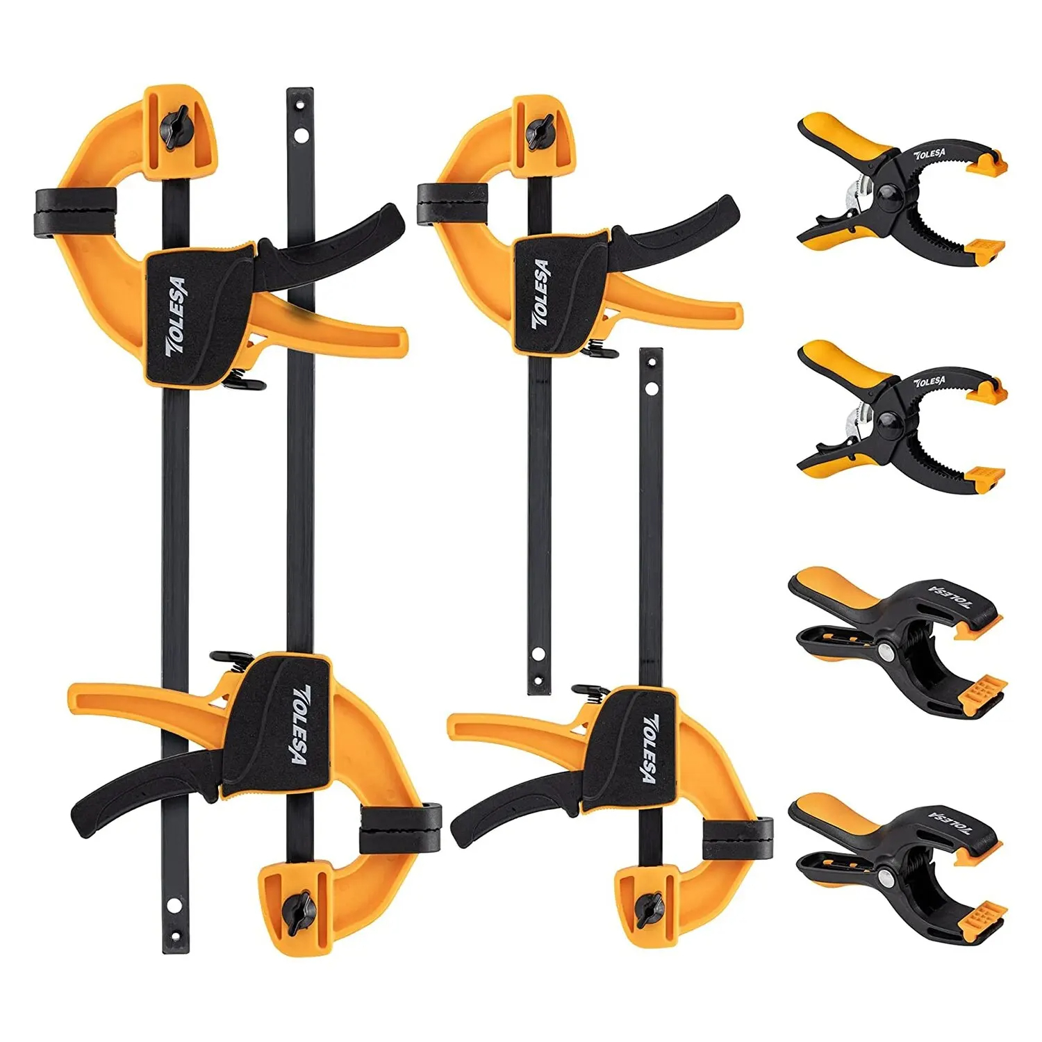 LNGHEJZ 8PCS 6‘‘ Clamps Woodworking 4‘‘ Spring Clamps & 5‘‘ Ratchet ...
