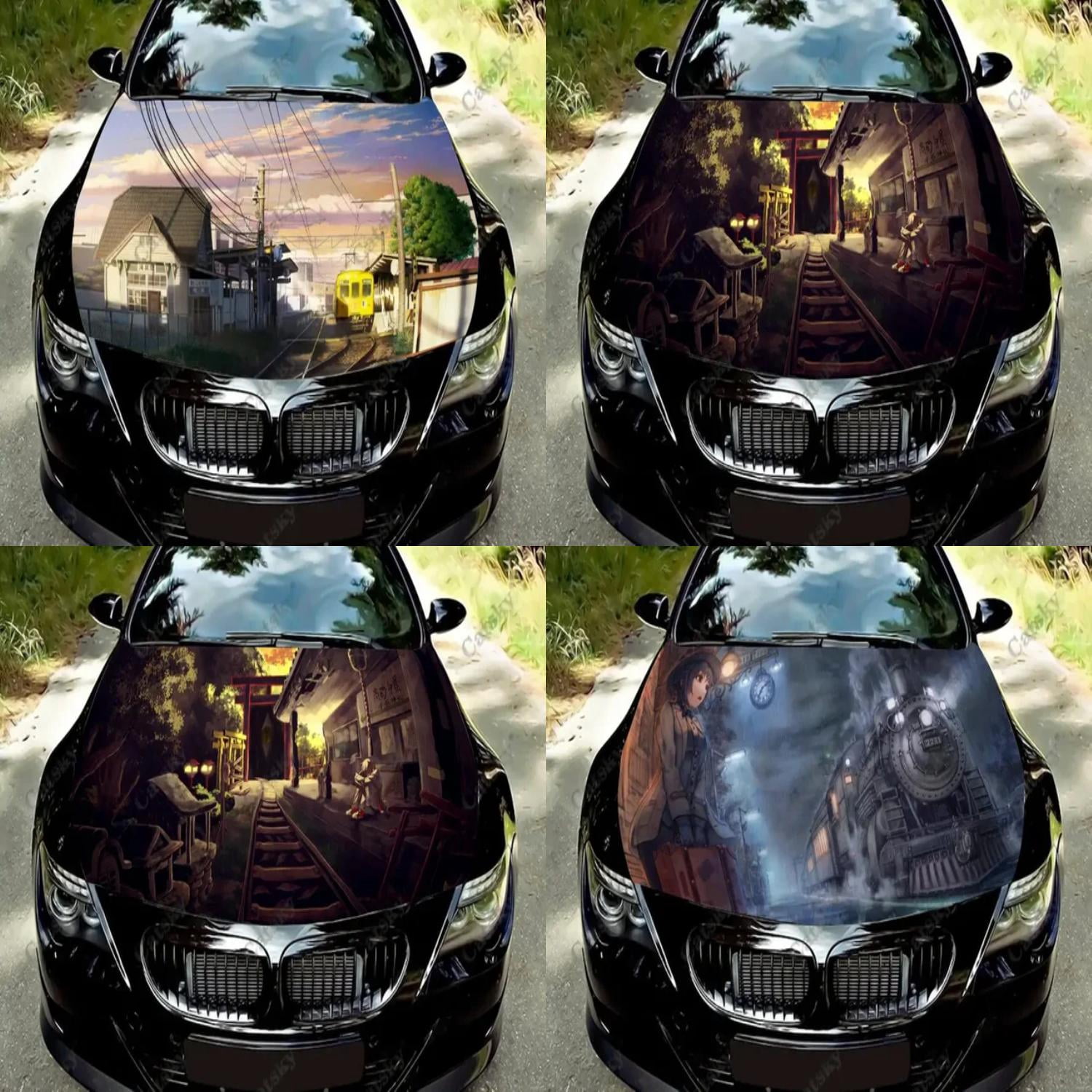 LNGHEJZ Anime - Train Station Car Hood Vinyl Stickers Wrap Vinyl Film ...