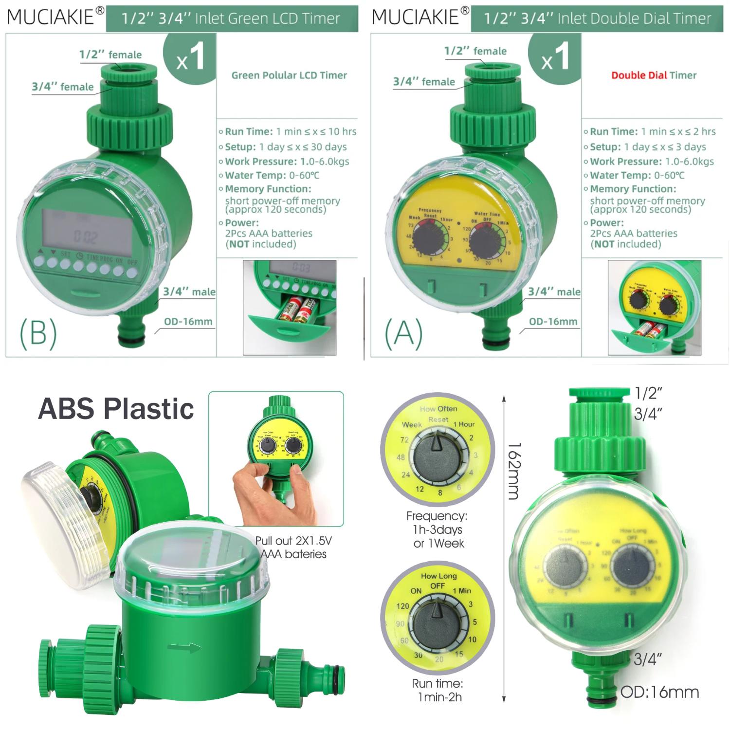 LNGHEJZ Automatic Programmable 1/2” 3/4” Mechanical Garden Watering Timer Irrigation Controller ...