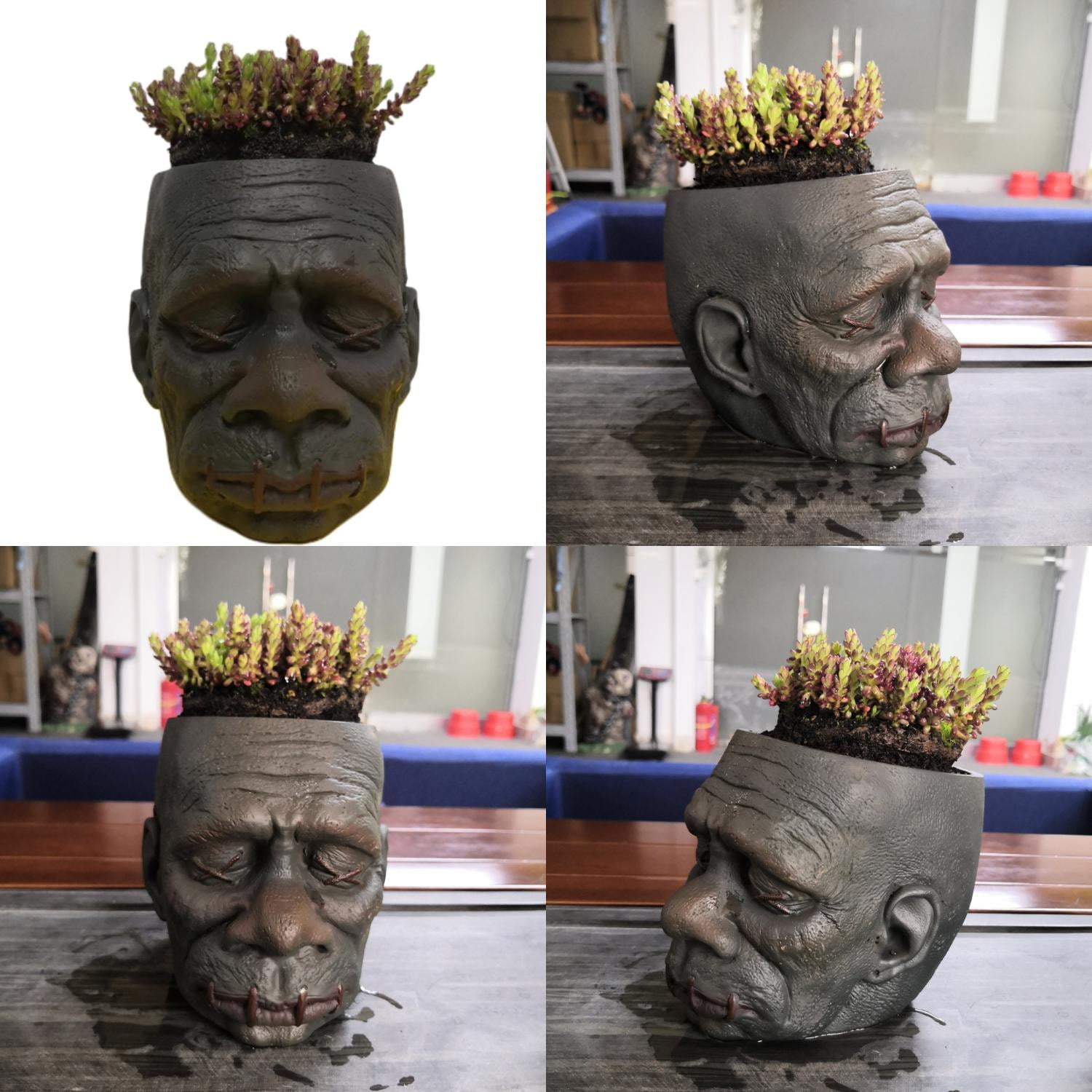 LNGHEJZ Creepy and Unique Handmade Shrunken Zombie Plant Vase - One-of ...