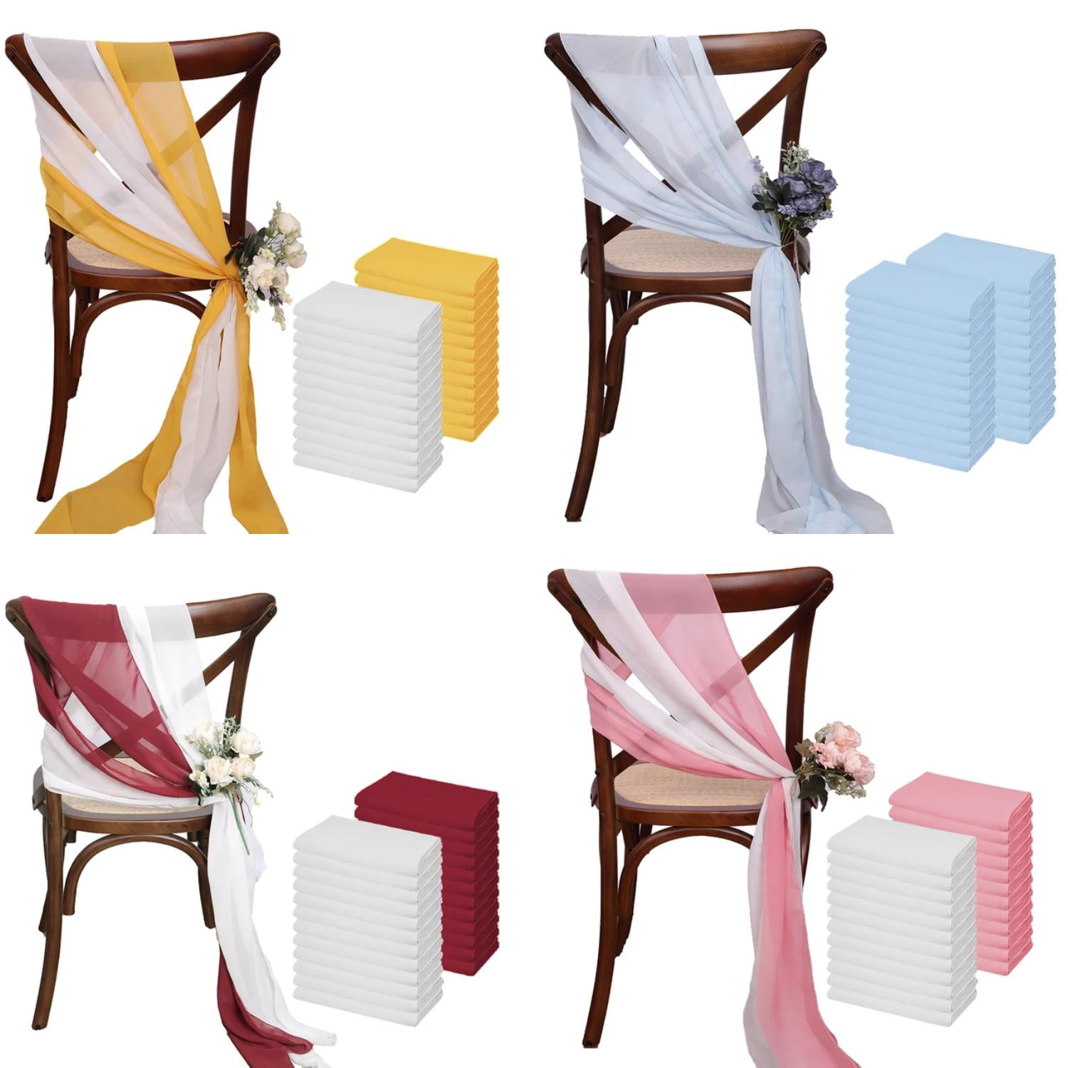 LNGHEJZ Elegant 17x275cm Christmas Green Chiffon Chair Sashes - Set of ...