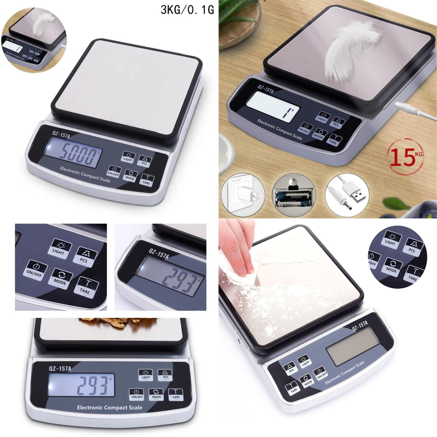 LNGHEJZ High Accuracy Digital Smart Kitchen Scale with 10KG/5KG/3KG ...