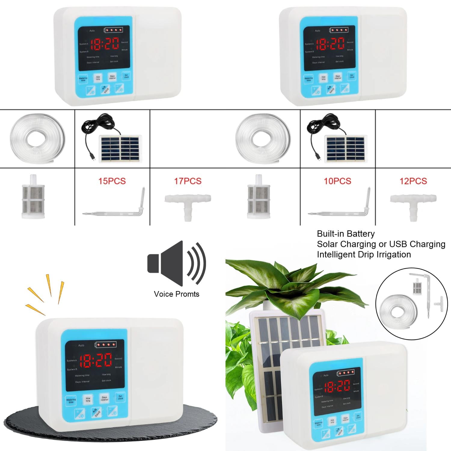 LNGHEJZ Intelligent Solar-Powered Timer Automatic Drip Irrigation ...