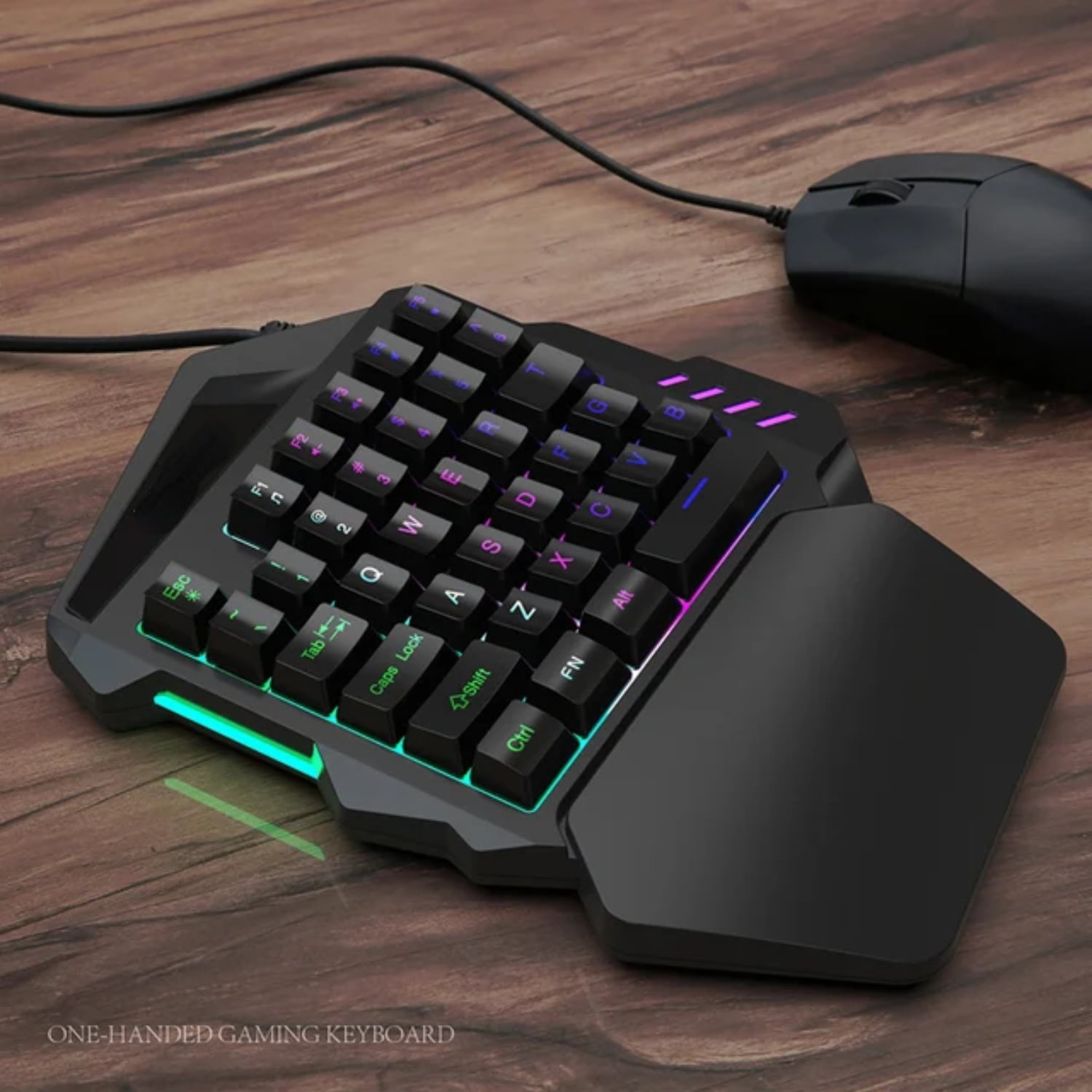 LNGHEJZ J50 One-Handed Gaming Keyboard 35 Keys LED Backlight Wired ...